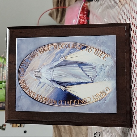 Other | Queen Virgin Mary Blessed Mother Of God Wood Frame Photo | Poshmark